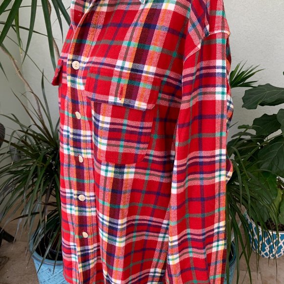 Ralph Lauren | Tops | Ralph Lauren Red Plaid Shirt Roomy Generous Cut 2 ...